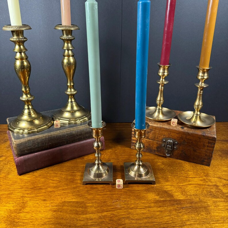 Vintage Brass Candlestick Holders 3 Pairs to Choose From Brass Taper Candle Holders Holiday ...