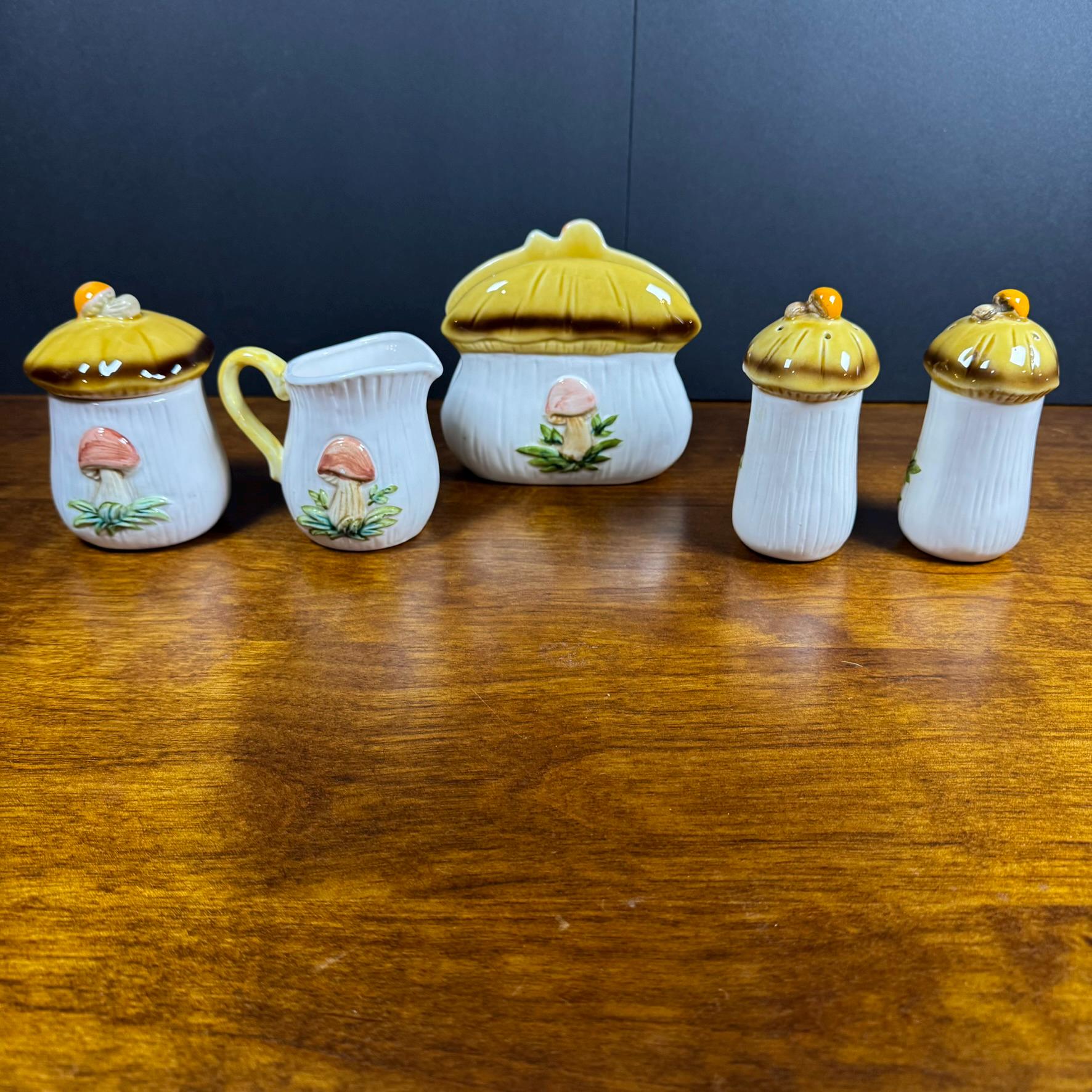 Vintage Sears Merry Mushroom Set Accessories - Napkin Holder - Salt and ...