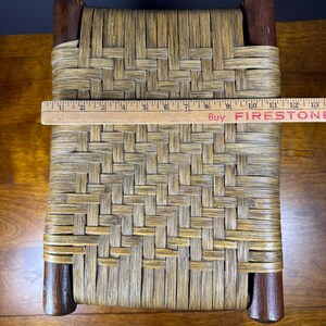 Vintage Rustic Woven Stool With Hickory Post and Rung Frame / Primitive ...