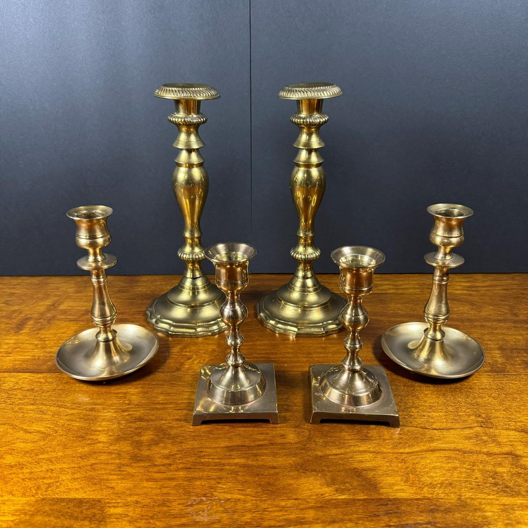 Vintage Brass Candlestick Holders - 3 Pairs to Choose From - Brass Taper Candle Holders ...