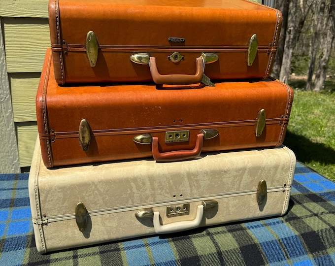 Vintage Samsonite Streamlite Luggage Suitcases - 1950s-60s Hard Shell - Decorative Storage - Mid ...