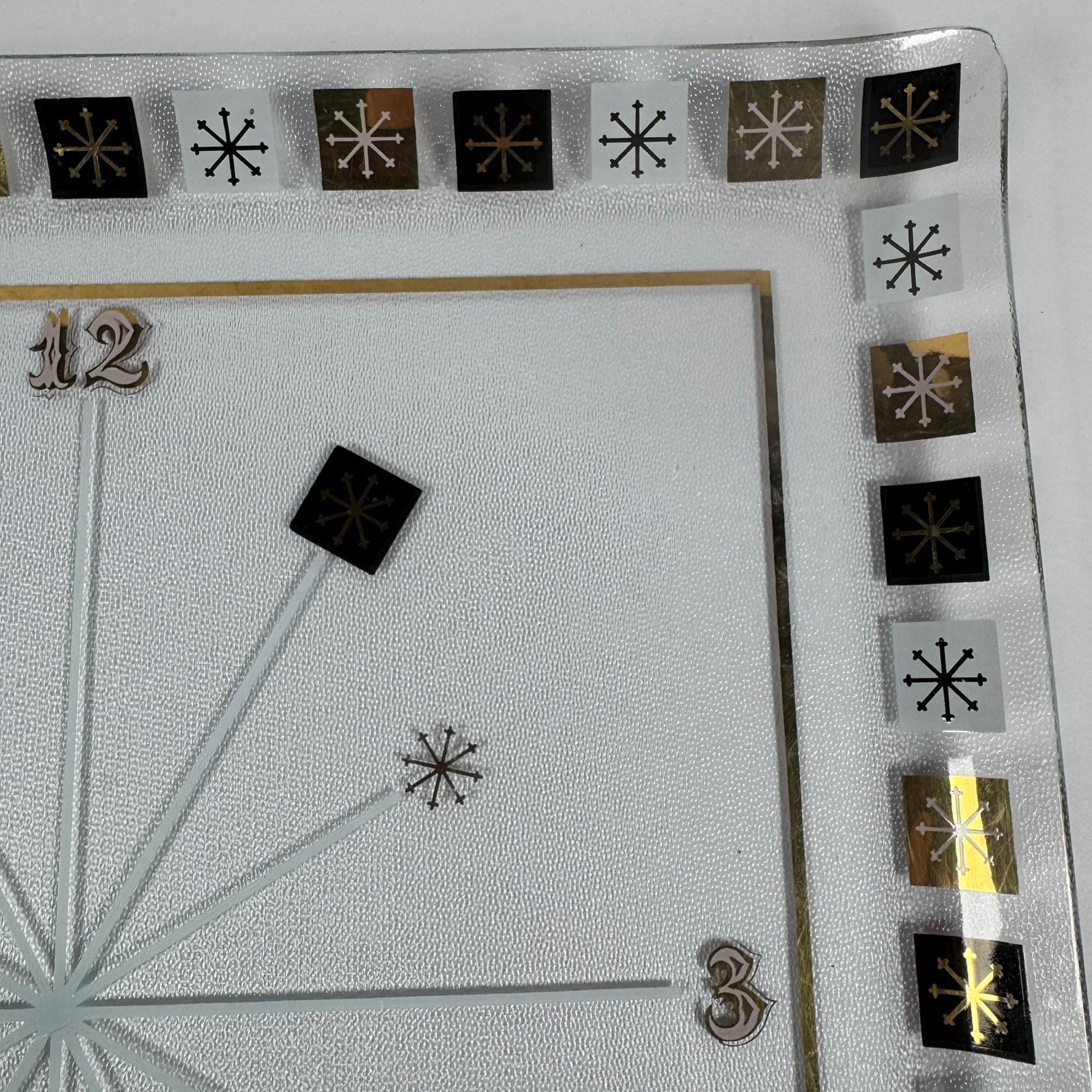 Vintage MCM Atomic Starburst Square Glass Tray, 1960s Around the Clock ...