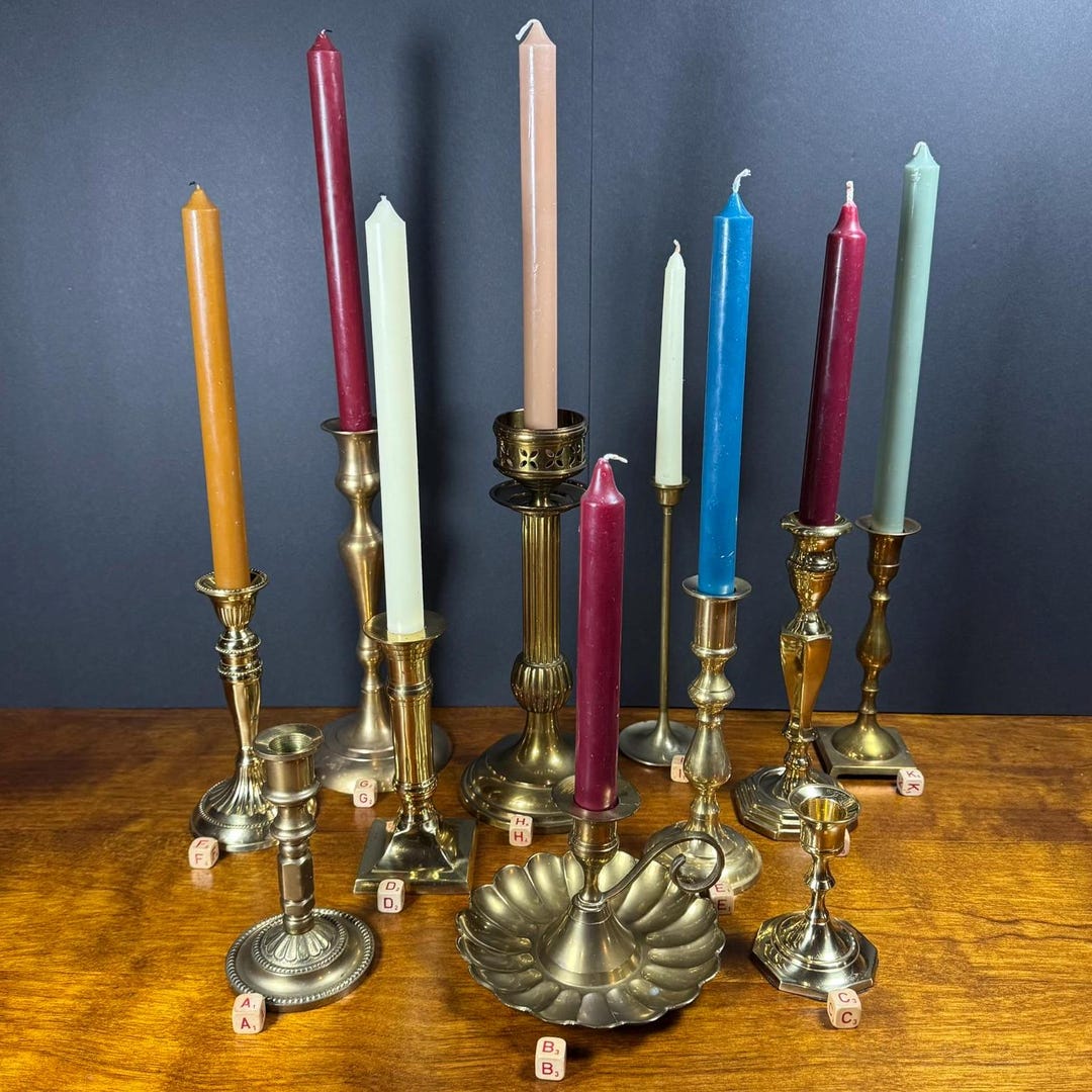 Vintage Brass Candlestick Holders - Your Choice - Brass Taper Candle ...