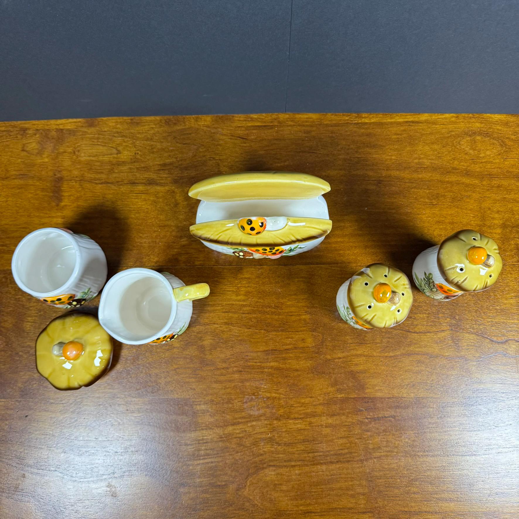 Vintage Sears Merry Mushroom Set Accessories - Napkin Holder - Salt and ...