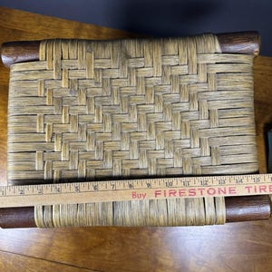 Vintage Rustic Woven Stool With Hickory Post and Rung Frame / Primitive ...