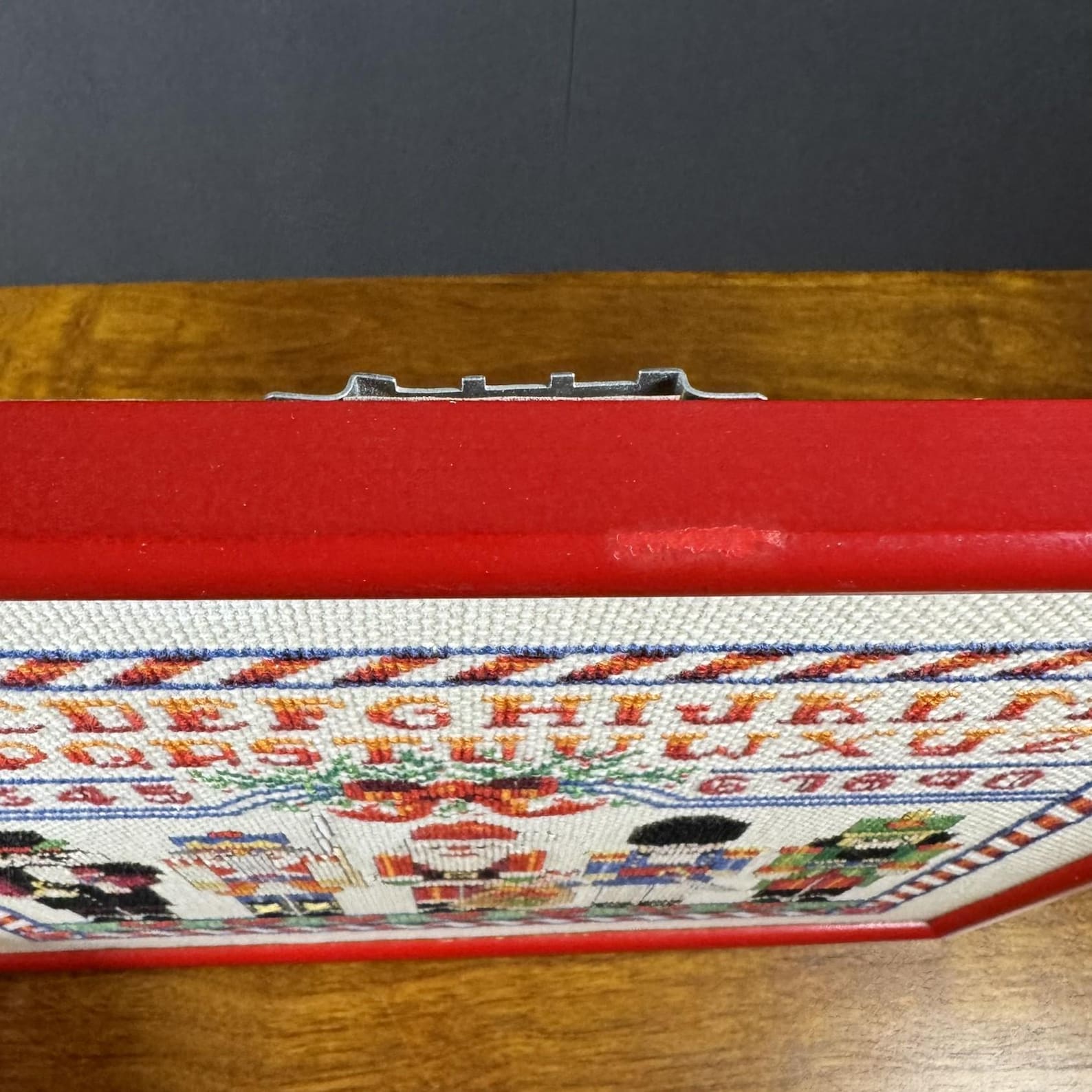 Vintage Christmas Cross Stitch Nutcrackers in Red Frame / Alphabet ...