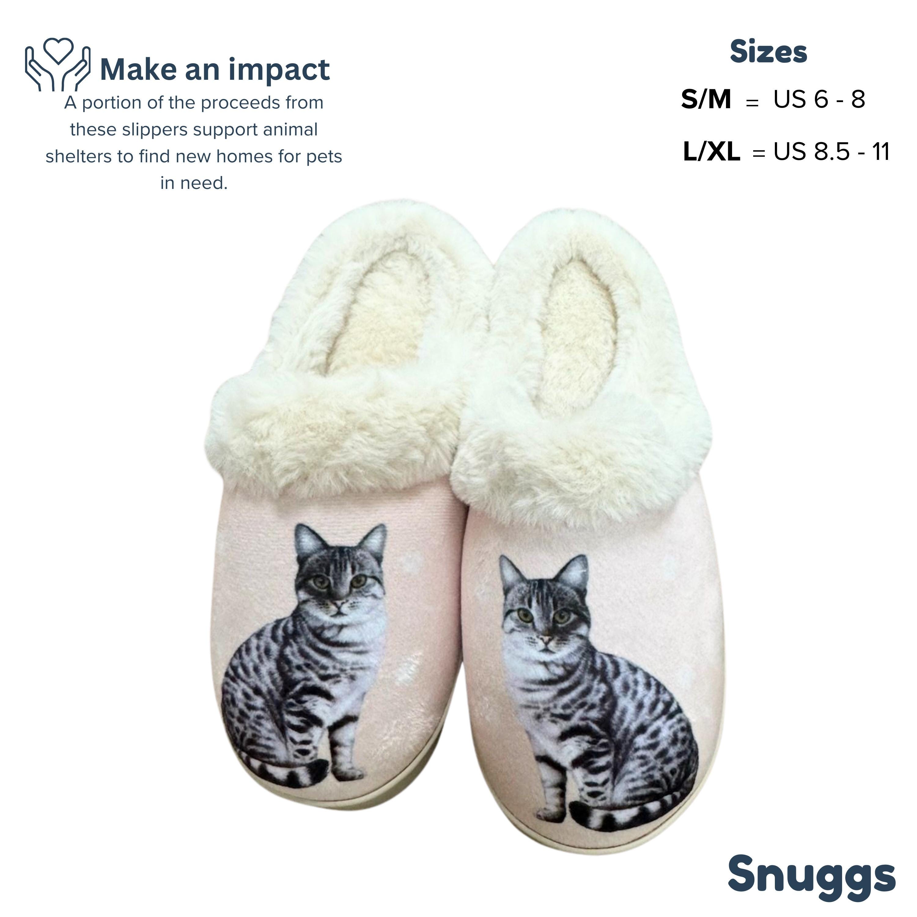 Silver Tabby Cat Snuggs Slippers - Cozy and Comfy for Pet Lovers - Gift ...