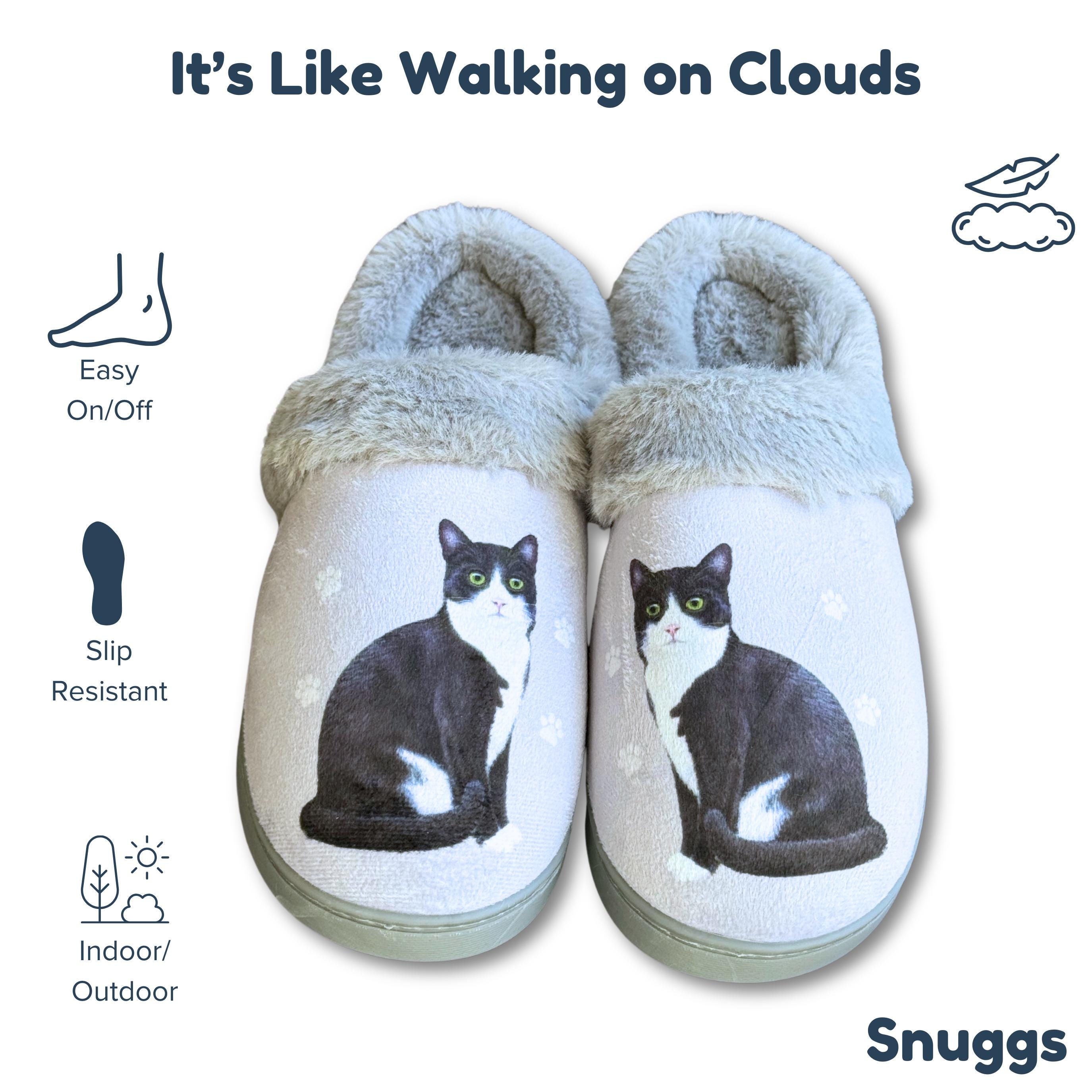 Black and White Cat Snuggs Slippers - Cozy and Comfy for Pet Lovers ...