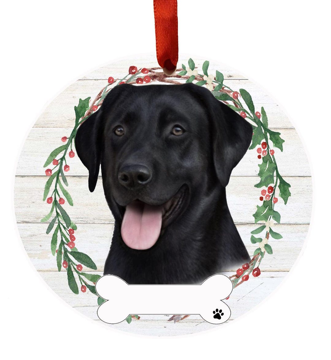 Labrador Black Ceramic Wreath Ornament - Playful Pet Christmas ...