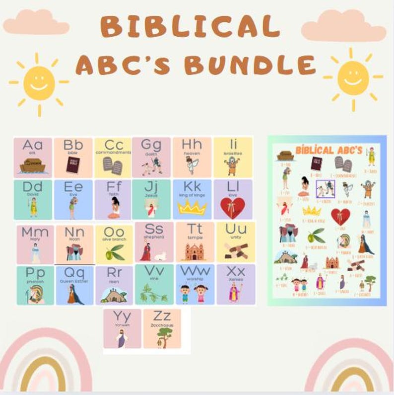 Biblical Abcs Poster and Flashcard Bundle - Etsy