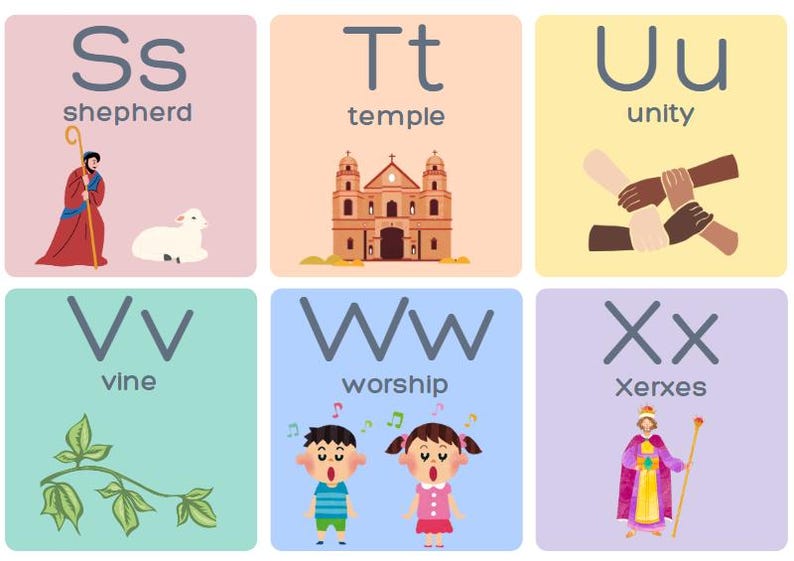 Biblical Abcs Poster and Flashcard Bundle - Etsy