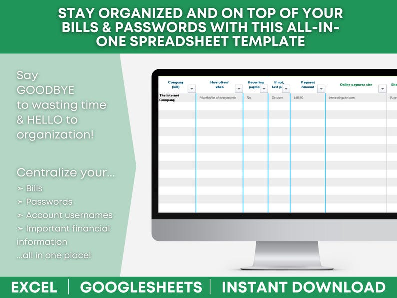 Password Manager Google Sheets Password Manager Excel Template Password ...