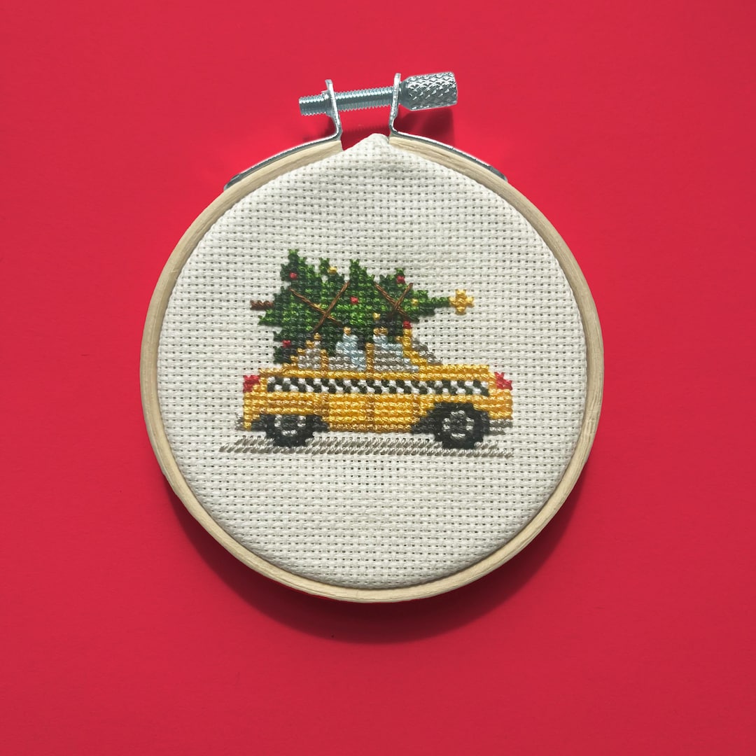 New York Taxi With Christmas Tree Cross Stitch Chart | PDF Instant ...
