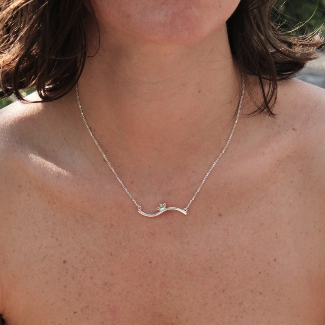 ROGUE WAVE Necklace With Wave and Paper Boat Sterling - Etsy