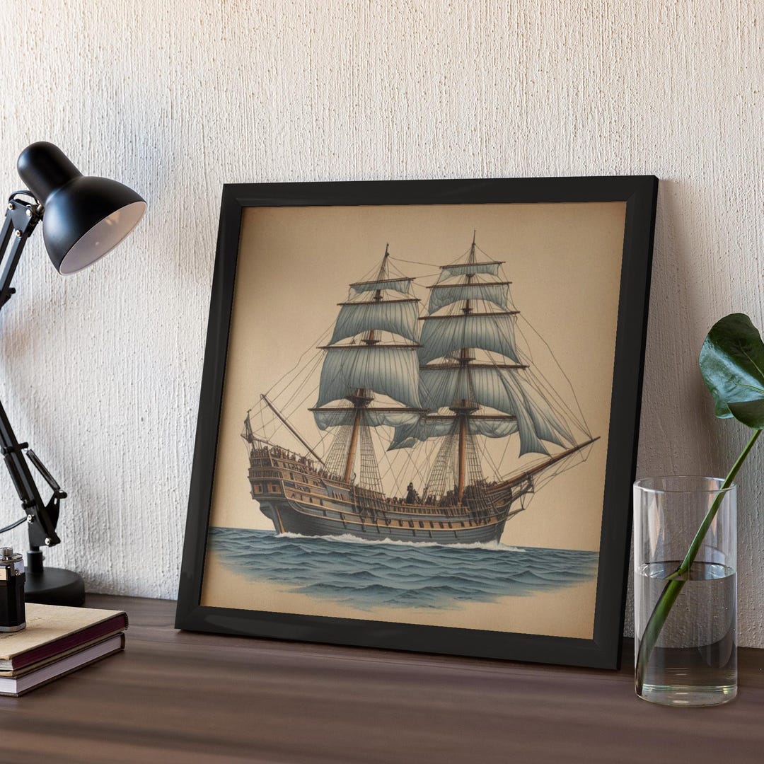 Classic Tall Ship Wall Art Vintage Nautical Poster Historical Sailing ...