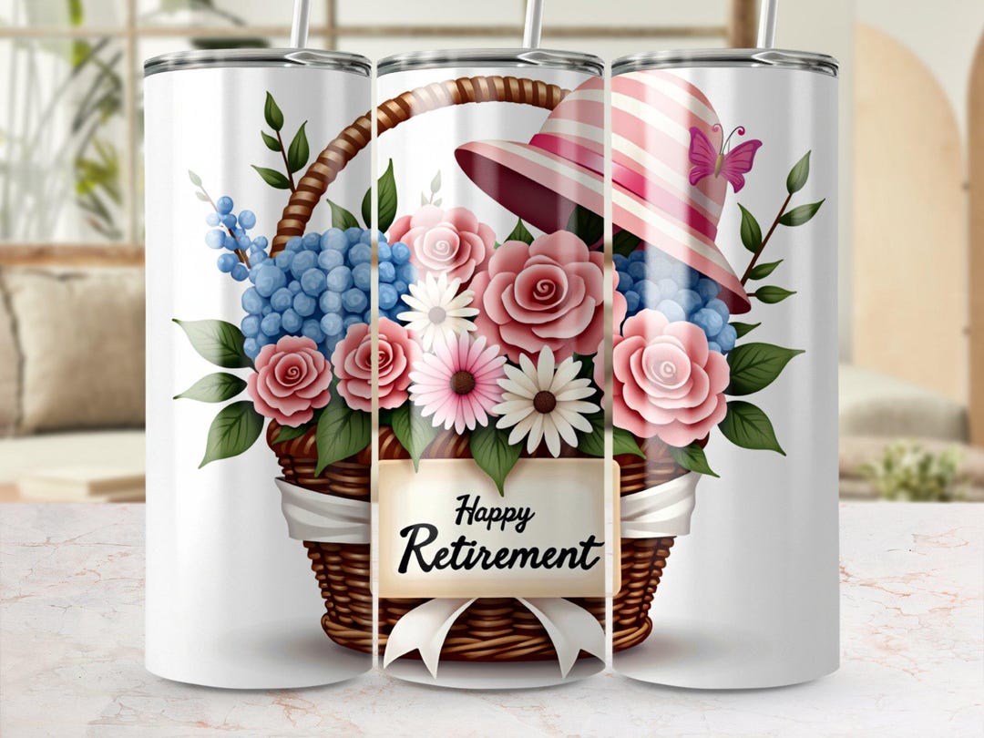 Happy Retirement Tumbler Wrap Digital PNG, 20oz Skinny Tapered Tumbler ...