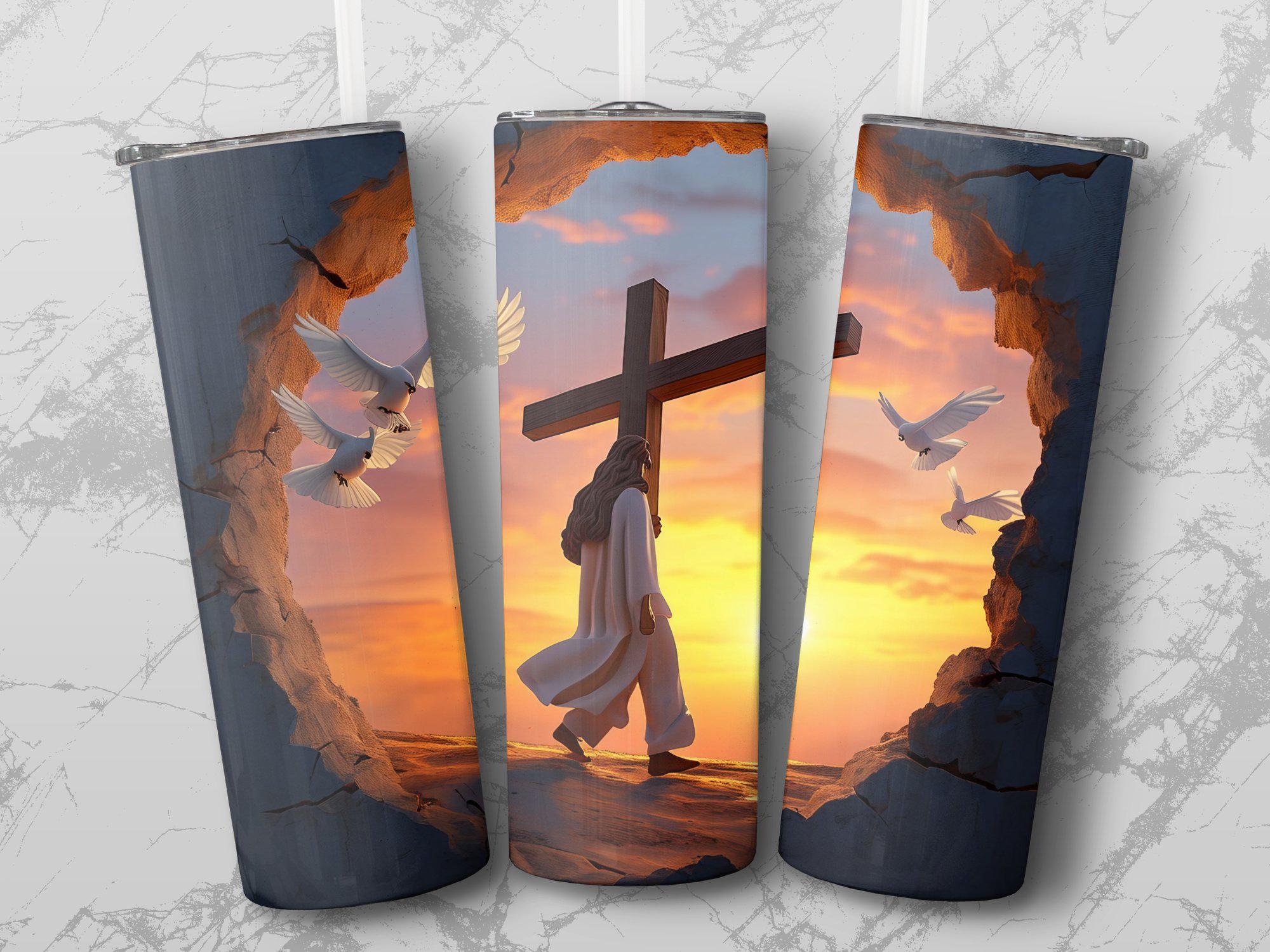 Christian Sublimation Tumbler Wrap PNG, Jesus and Cross Digital ...