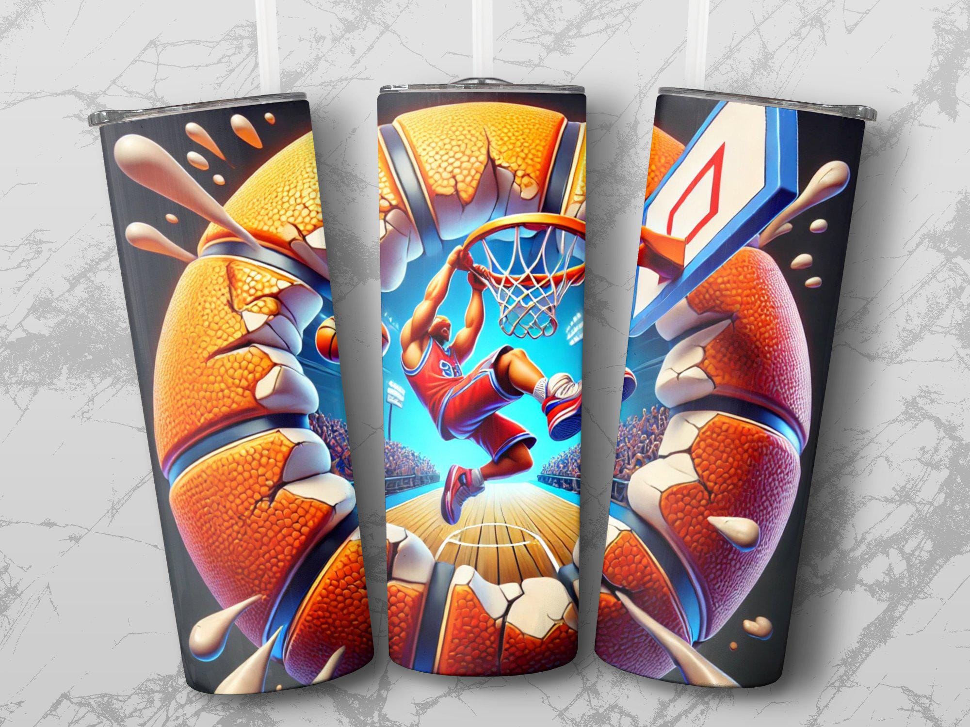 Basketball Slam Dunk 3D Tumbler Wrap Digital File, Straight and Tapered ...