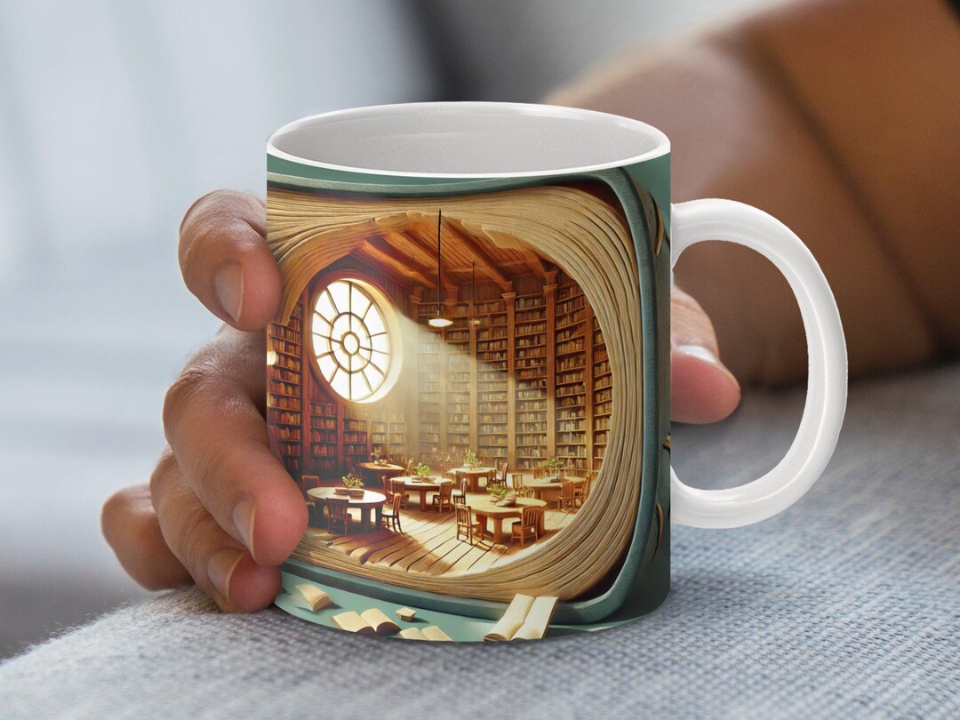 Unique Book Nook Coffee Mug, Cozy Library Book Lovers Gift, Bookworm ...