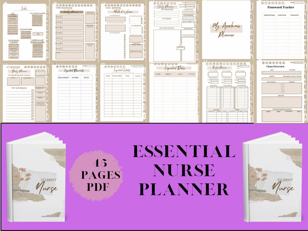 Essentials Nursing School Planner for Nurse Digital Planner Nursing ...