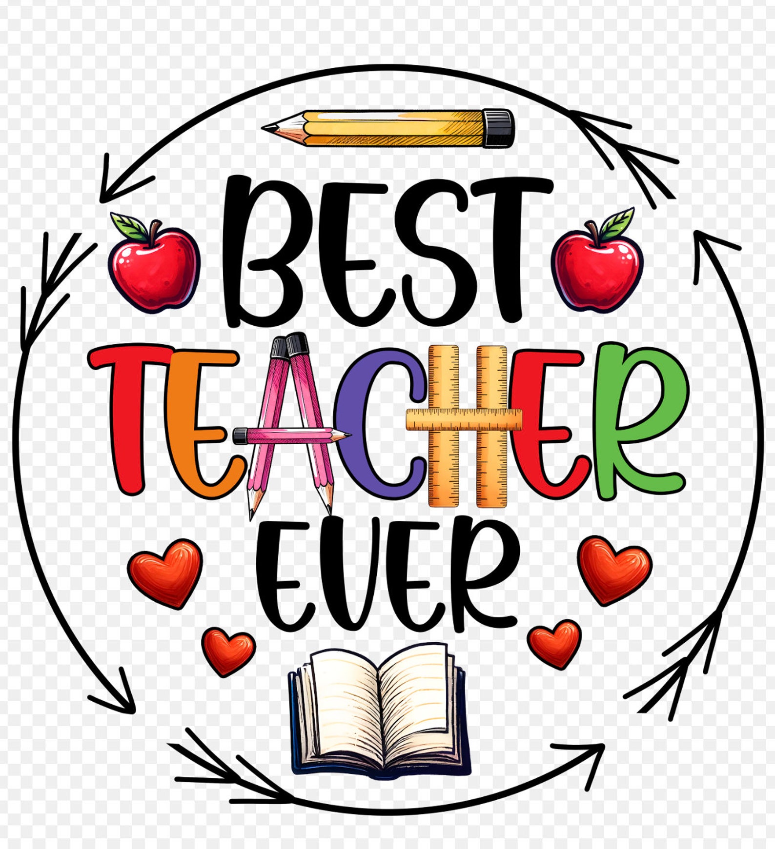 Best Teacher Ever Png Sublimation Design Download Teacher's Day Png ...