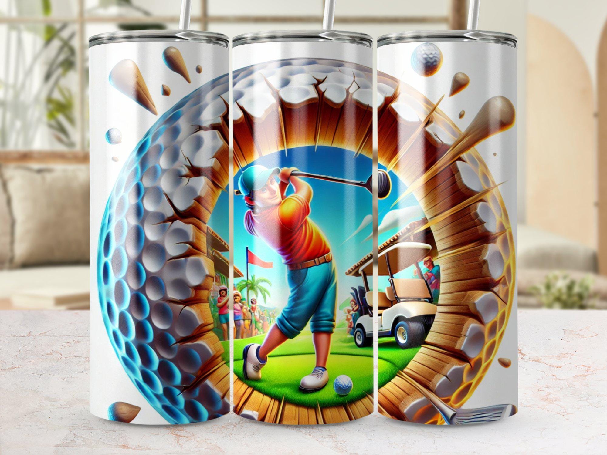 Golf Theme Tumbler Wrap, Sublimation Straight and Tapered PNG, Digital ...