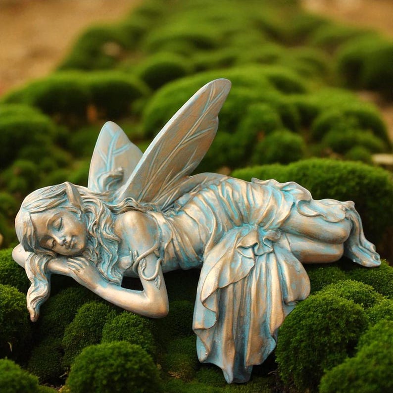 Sleeping Fairy Statue | Lying Down Fairy Figurine | Bronze Garden Fairy ...