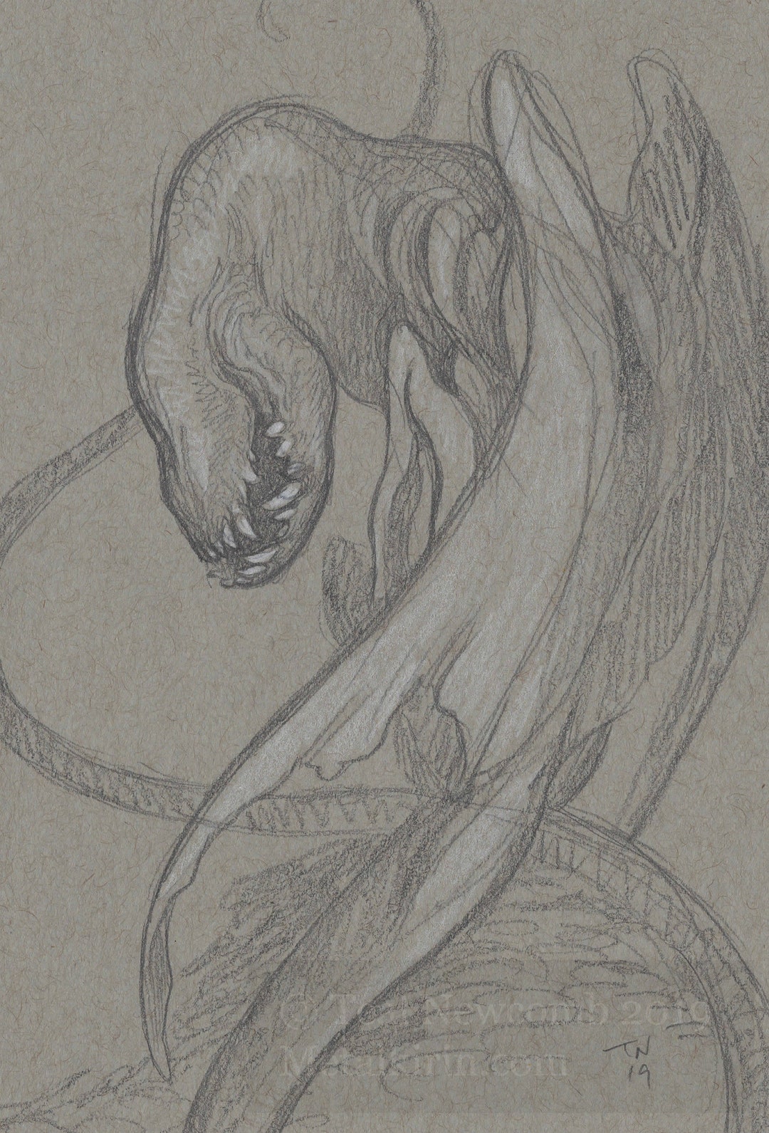 Original Graphite Drawing "bad Fae" / Matted and Ready to Frame / Dark ...