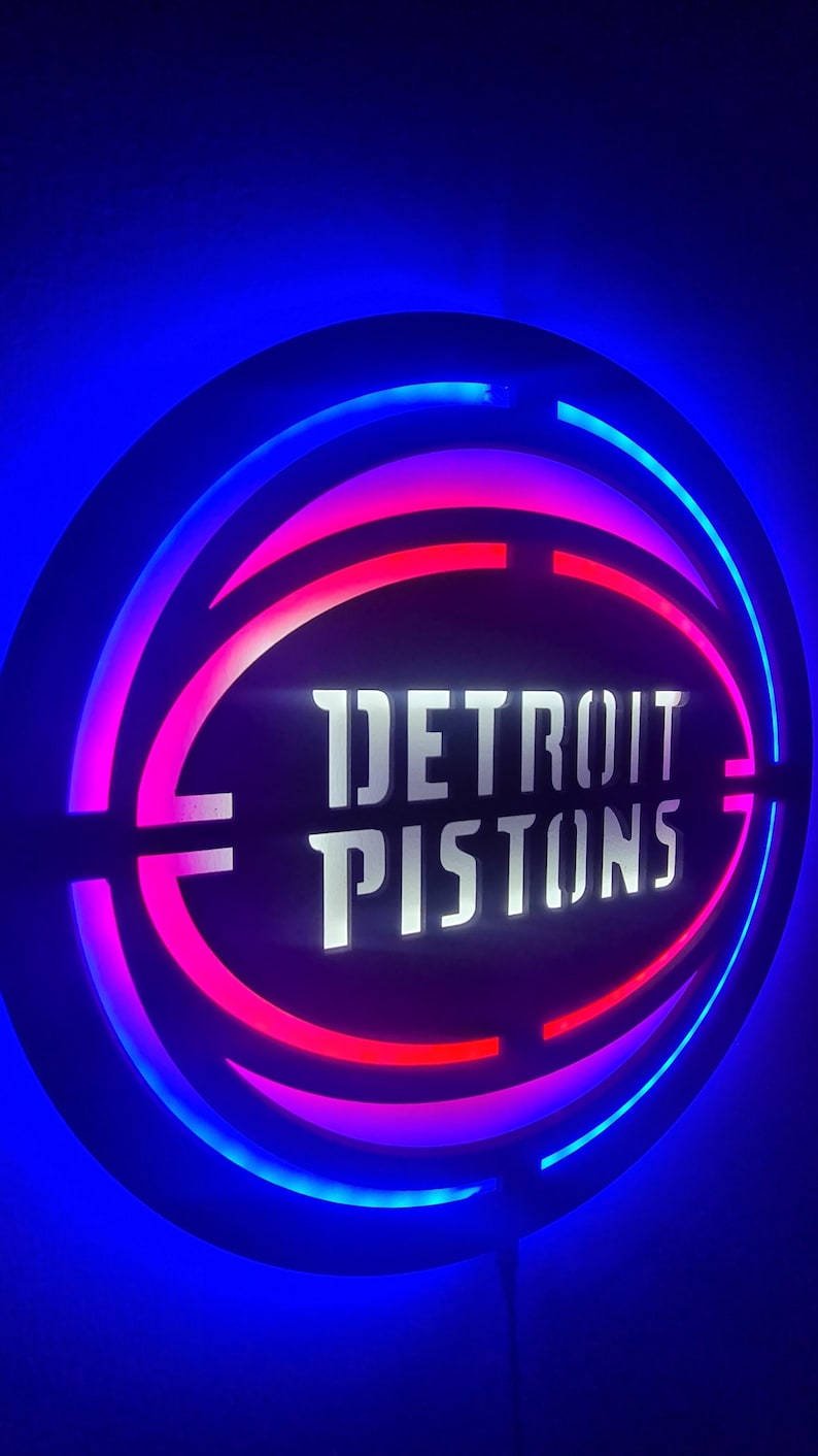Detroit Pistons Led Lighted Sign, Pistons Illuminated Wall Sign ...