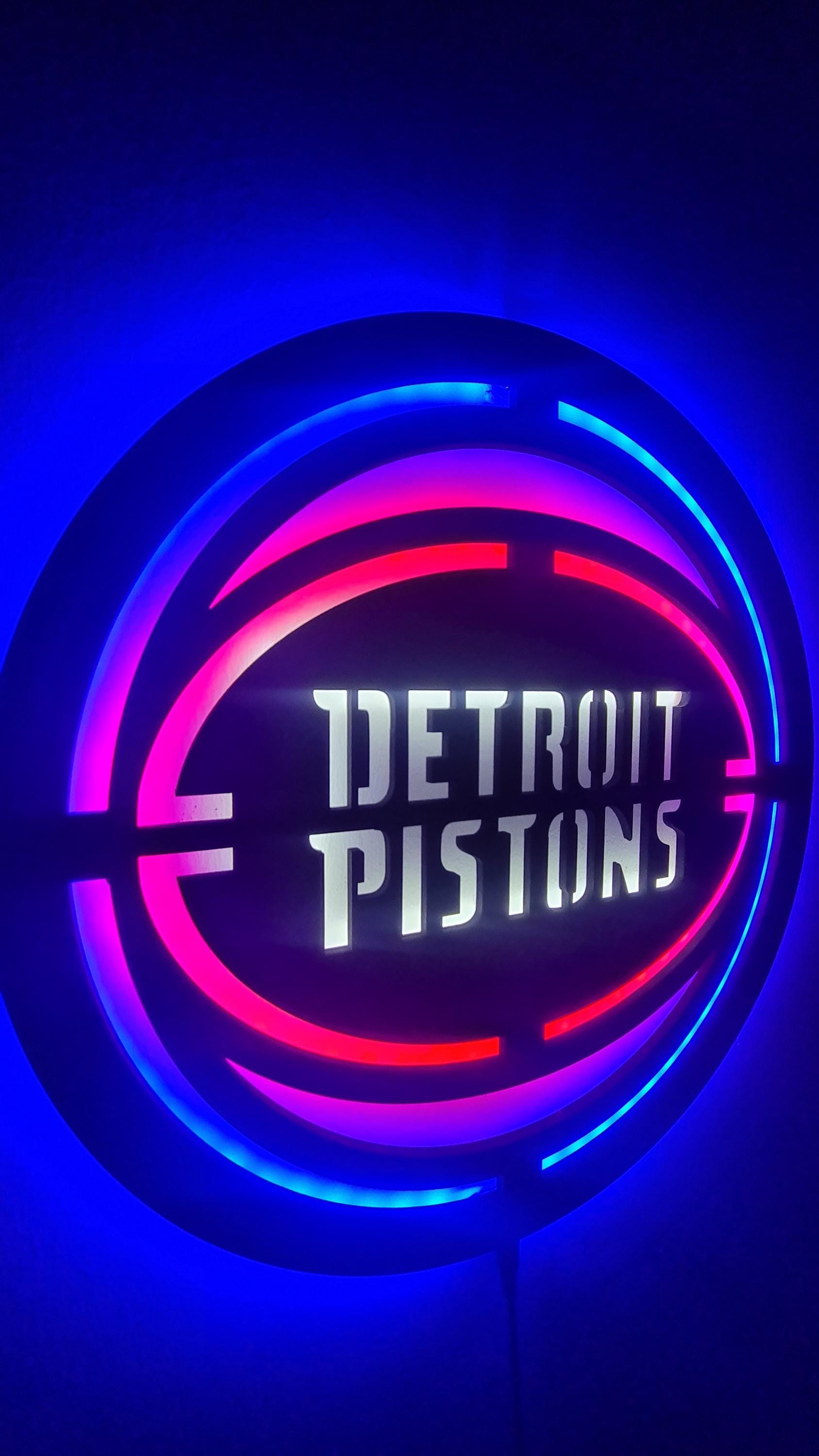 Detroit Pistons Led Lighted Sign, Pistons Illuminated Wall Sign ...