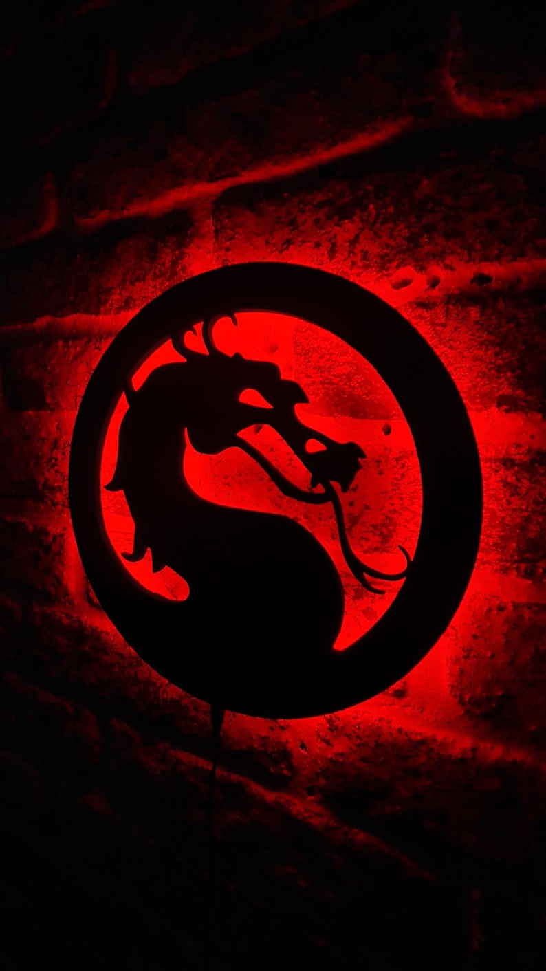 Mortal Kombat Dragon Led Sign - Dragon Illuminated Wall Sign - Mortal ...