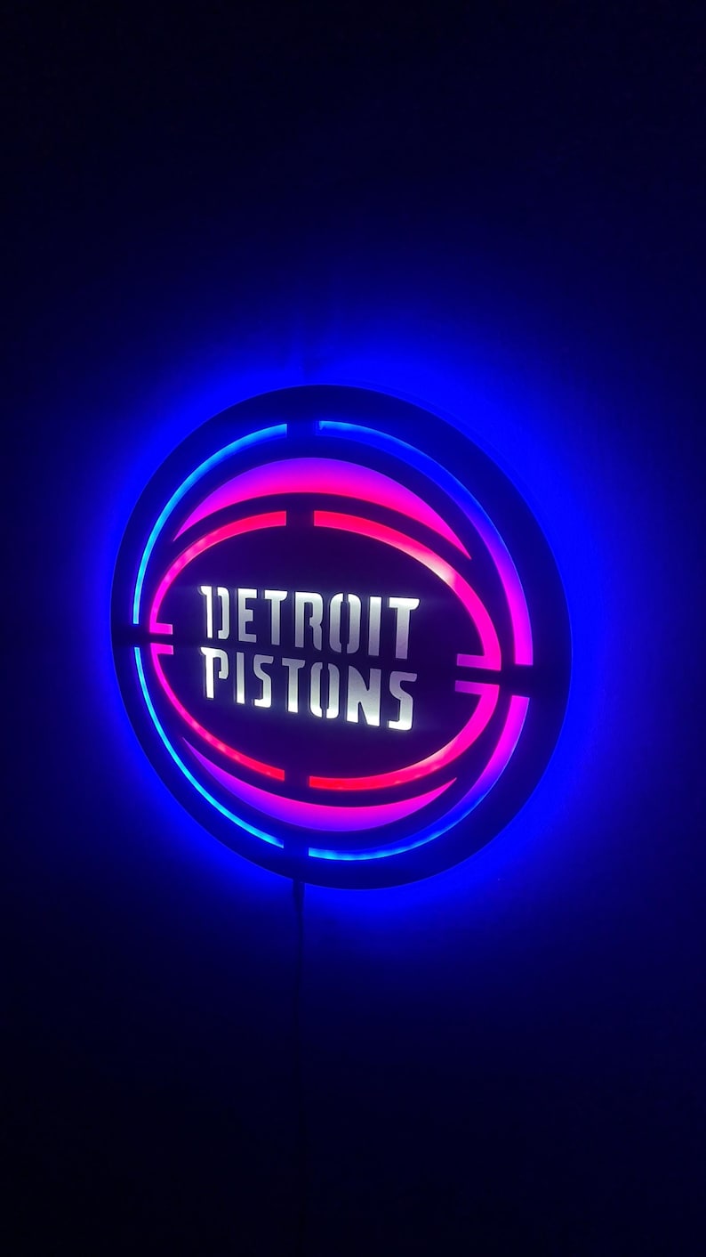 Detroit Pistons Led Lighted Sign, Pistons Illuminated Wall Sign ...