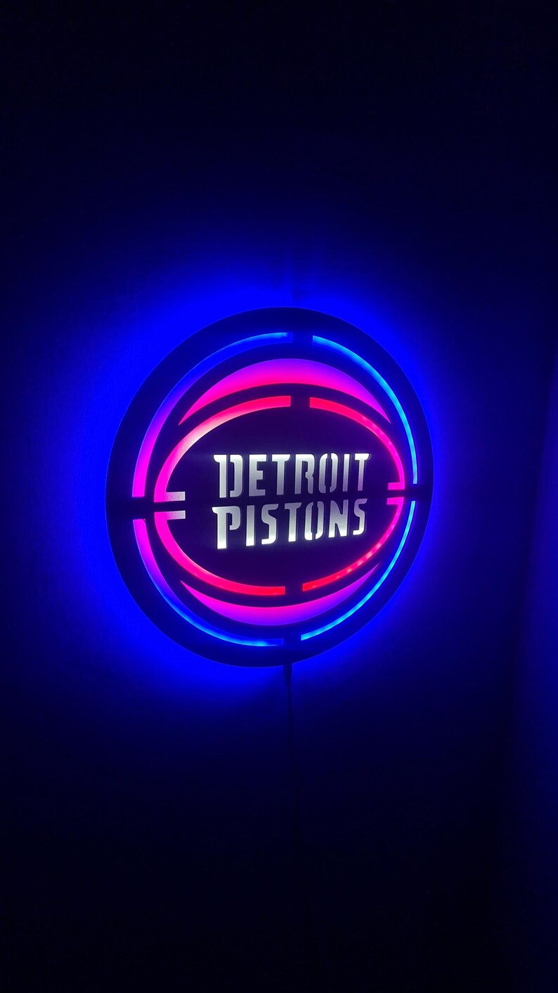Detroit Pistons Led Lighted Sign, Pistons Illuminated Wall Sign ...