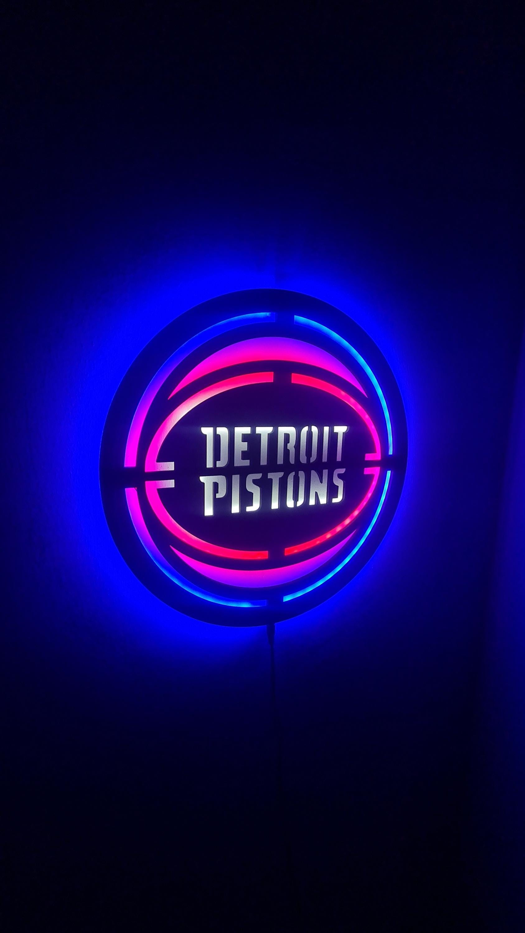 Detroit Pistons Led Lighted Sign, Pistons Illuminated Wall Sign ...