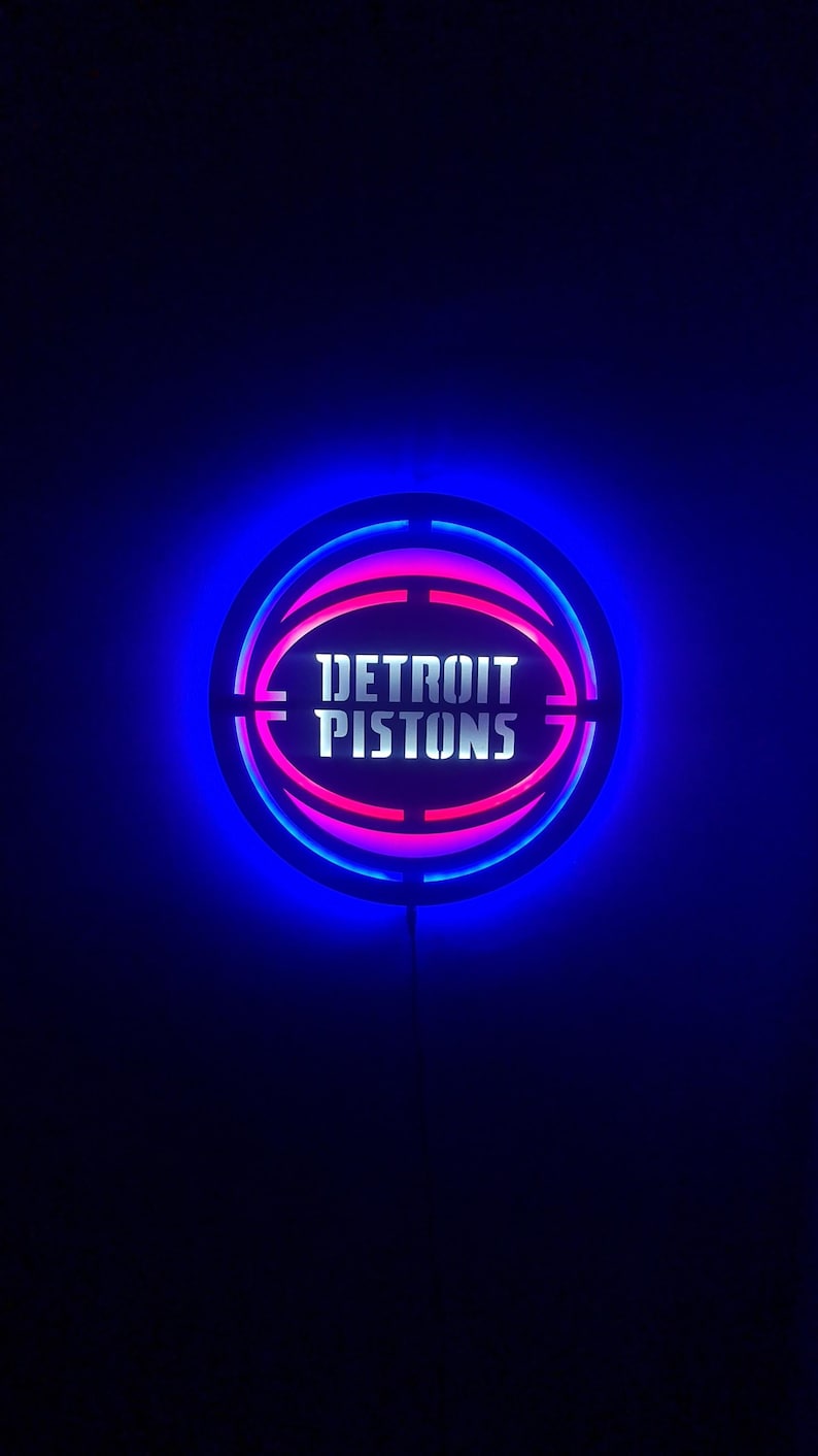 Detroit Pistons Led Lighted Sign, Pistons Illuminated Wall Sign ...