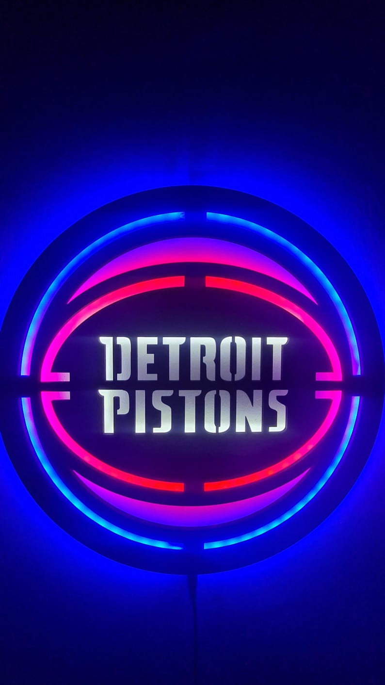 Detroit Pistons Led Lighted Sign, Pistons Illuminated Wall Sign ...