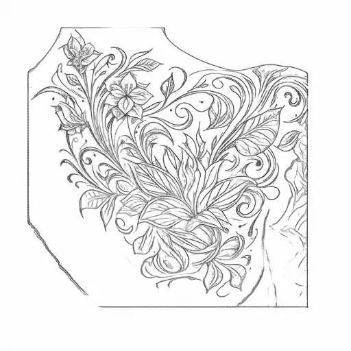 Blackwork Floral Upper Back Tattoo Design | Ornamental Botanical ...