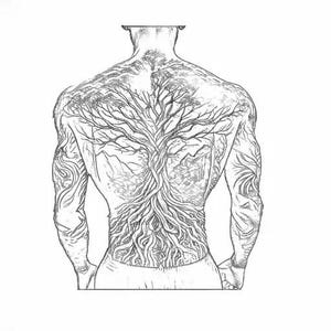 Tree of Life Back Tattoo Design – Black & Grey - Etsy