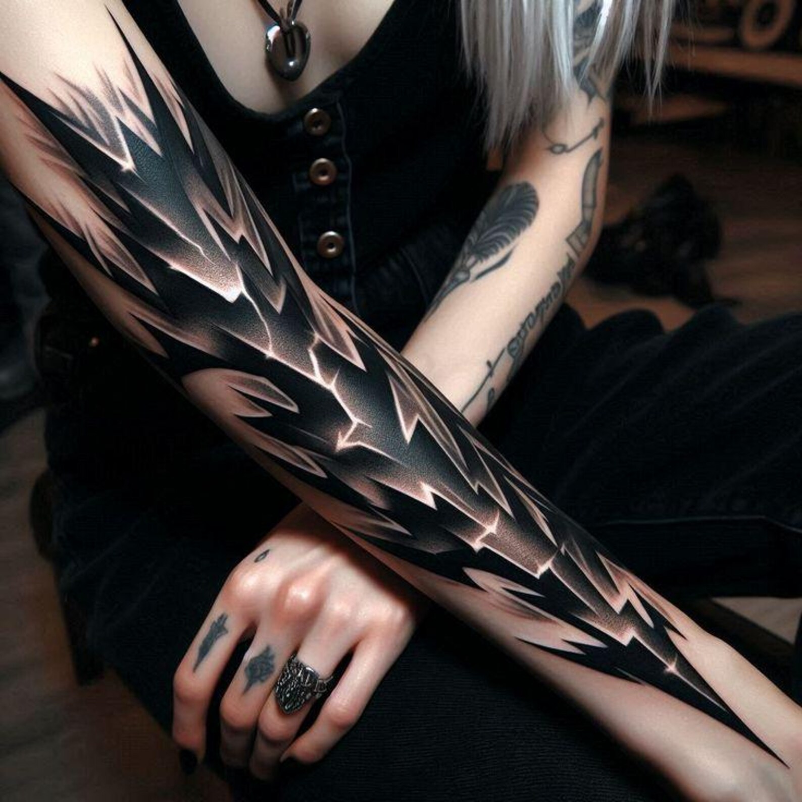 Abstract Blackwork Arm Sleeve Tattoo Design | Bold Geometric Tribal ...