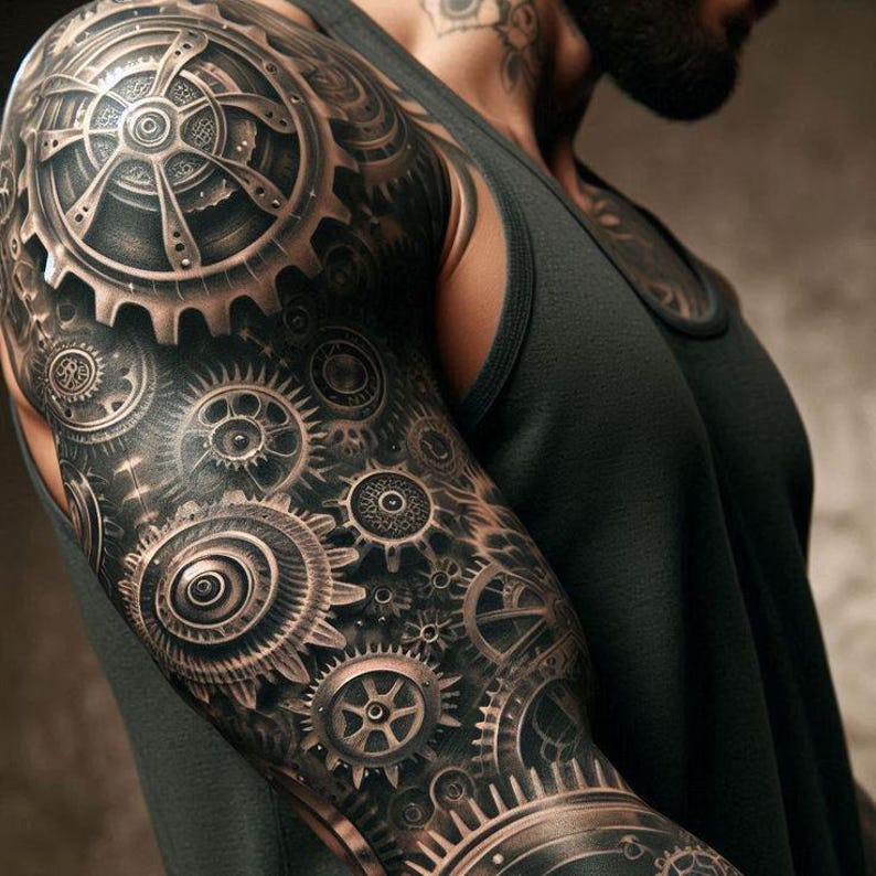Gear Tattoo – Mechanical Sleeve Tattoo Design - Etsy