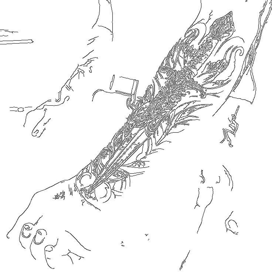 Ornate Dagger Tattoo Design – Gothic Blackwork Blade With Filigree ...
