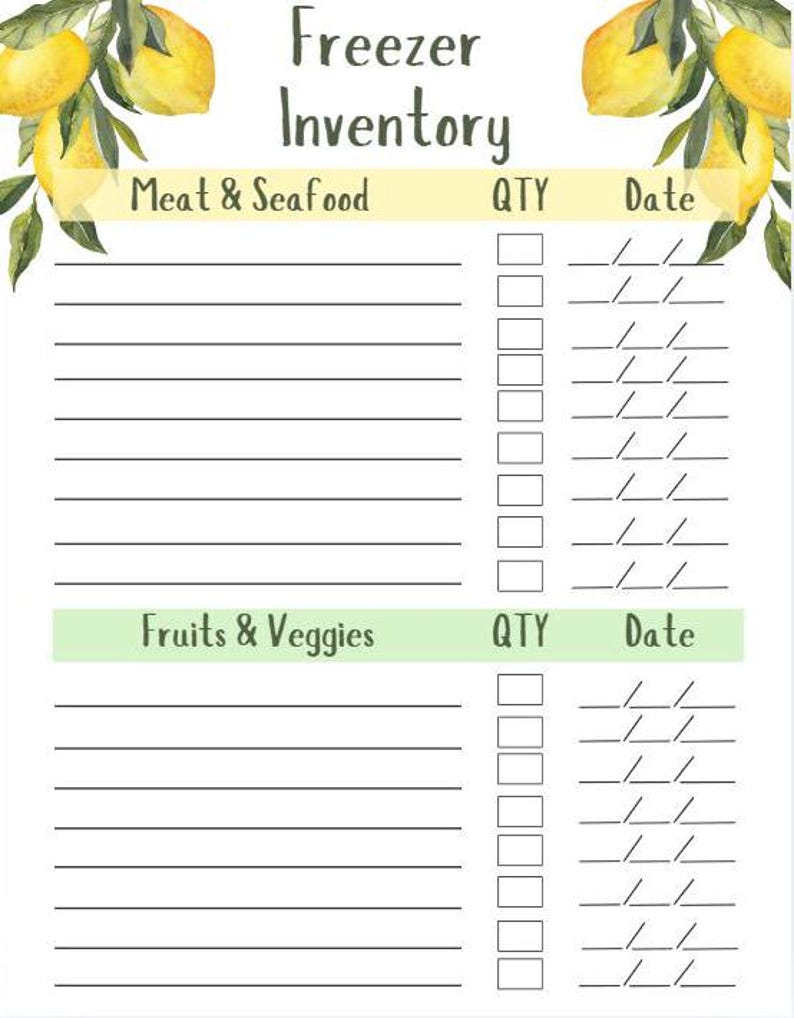 Freezer Inventory List | Freezer Inventory Printable - Etsy