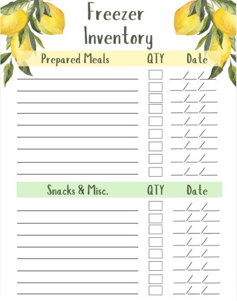 Freezer Inventory List | Freezer Inventory Printable - Etsy