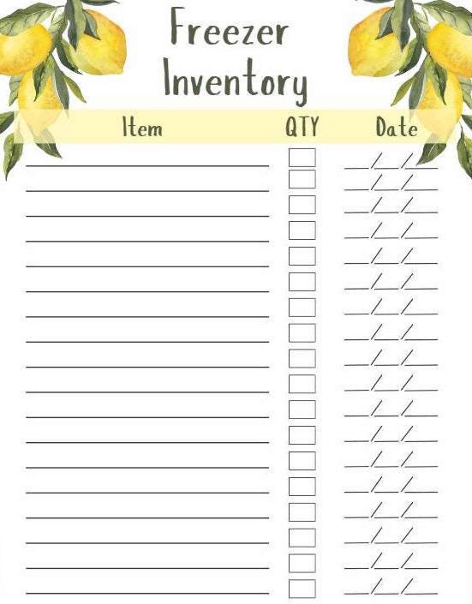Freezer Inventory List | Freezer Inventory Printable - Etsy