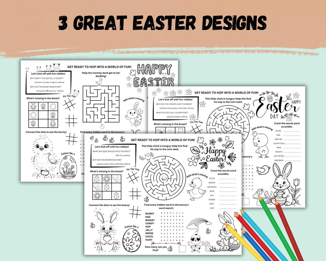Printable Easter Activity Placemat for Kids – Easter Colouring Pages ...