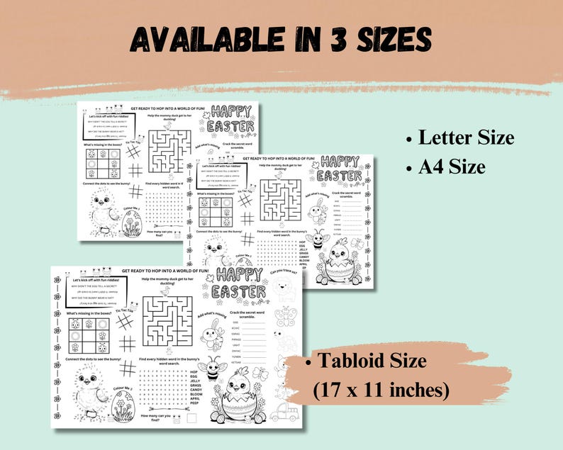 Printable Easter Activity Placemat – Kids Games & Colouring (digital ...