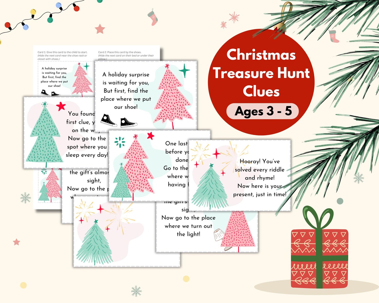 Indoor Christmas Treasure Hunt for Kids, Printable Scavenger Hunt ...
