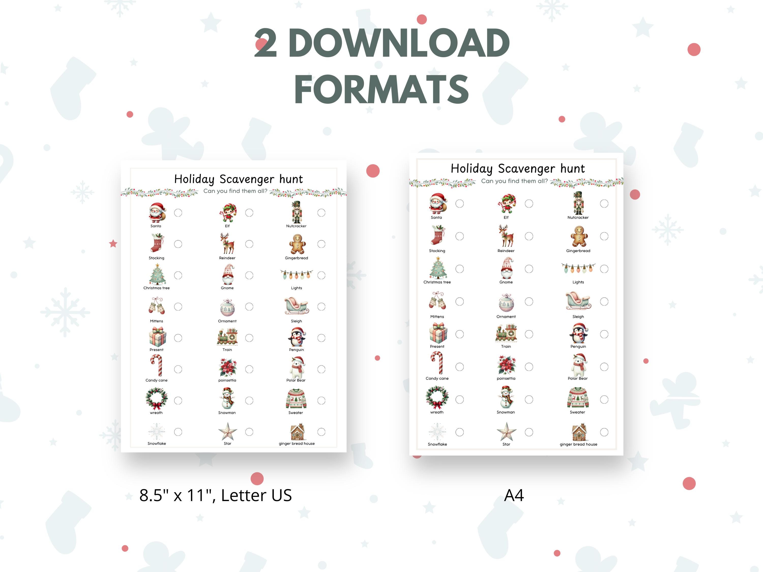 Kids Christmas Scavenger Hunt Printable, Fun Christmas Activity, Travel ...