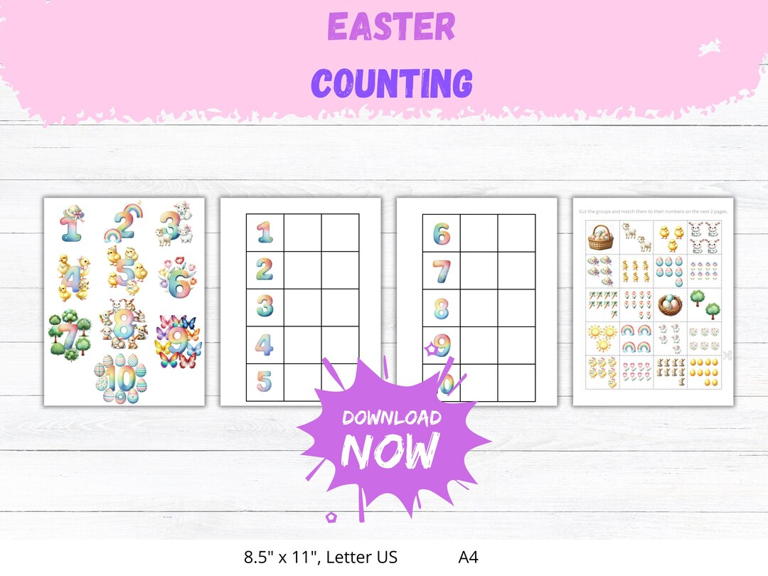 Printable Easter Number Puzzle, Easter Numbers, Counting Puzzle ...