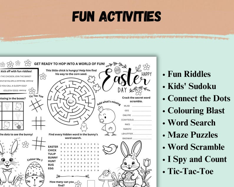 Printable Easter Activity Placemat for Kids – Easter Colouring Pages ...
